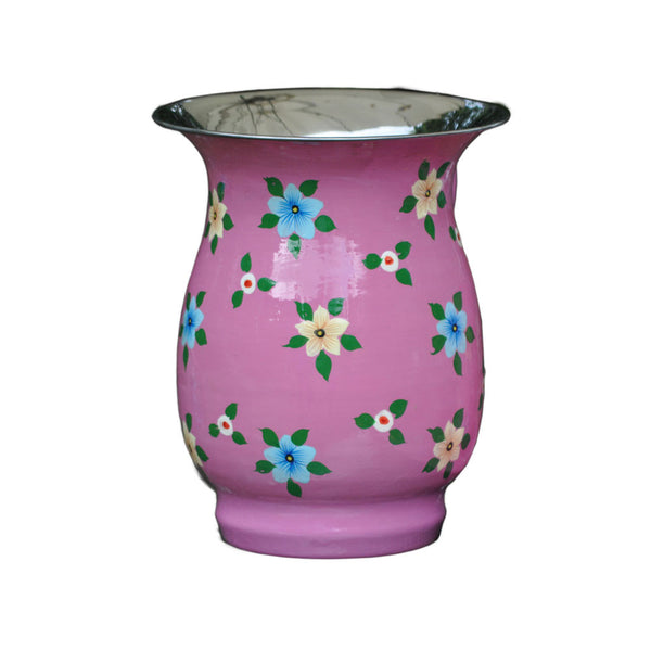 Dusky Pink Hand Painted Enamel Jug - Indigo Blue Trading